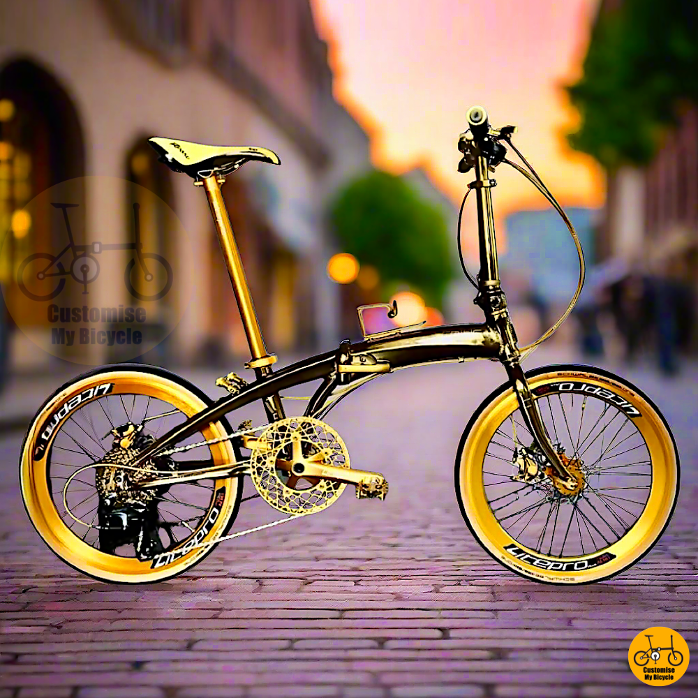 Crius Velocity 22-inch Folding Bicycle – Gold Aesthetic, Lightweight ...