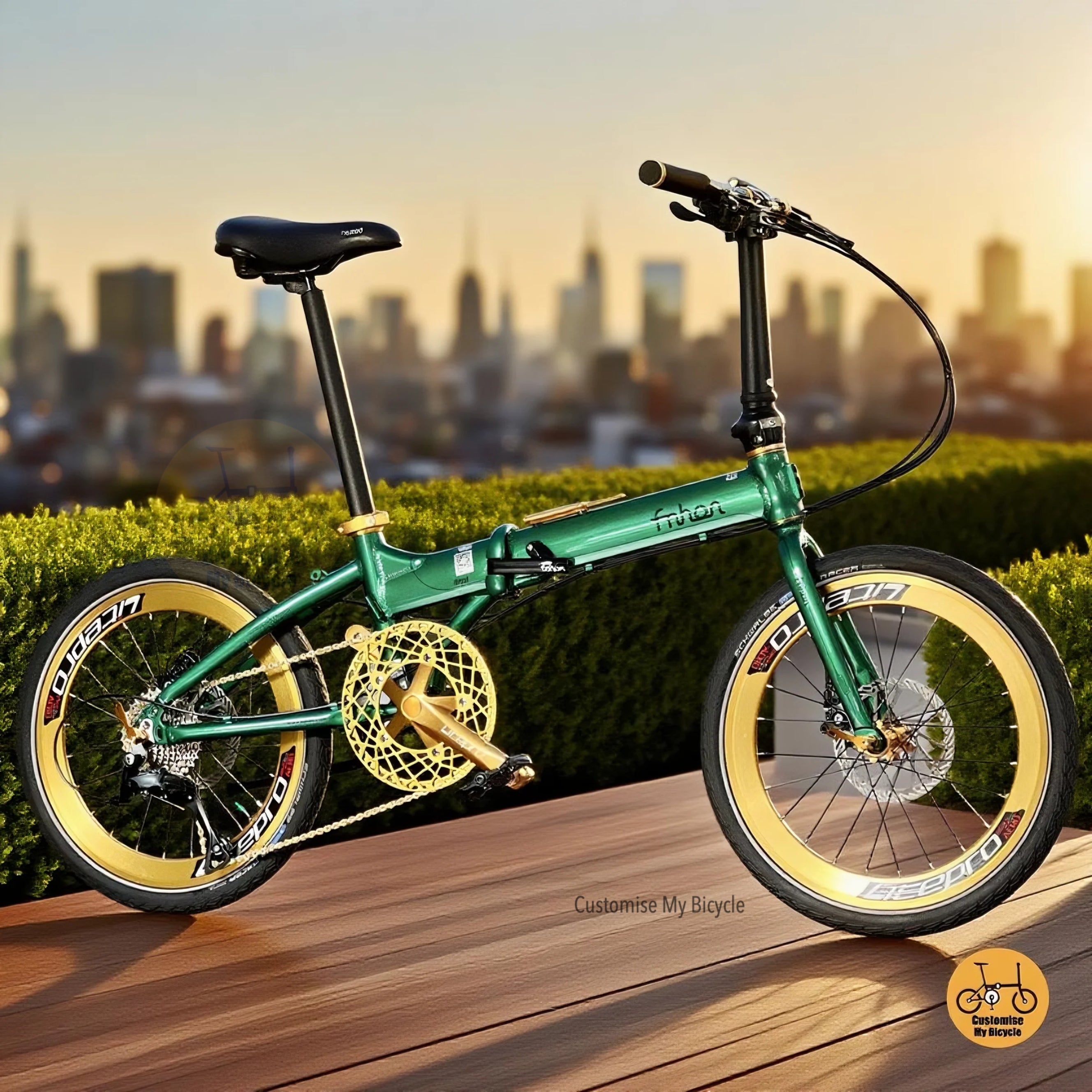 Fnhon Blast 20-inch Emerald Green folding bike Shimano 9 gears Litepro ...