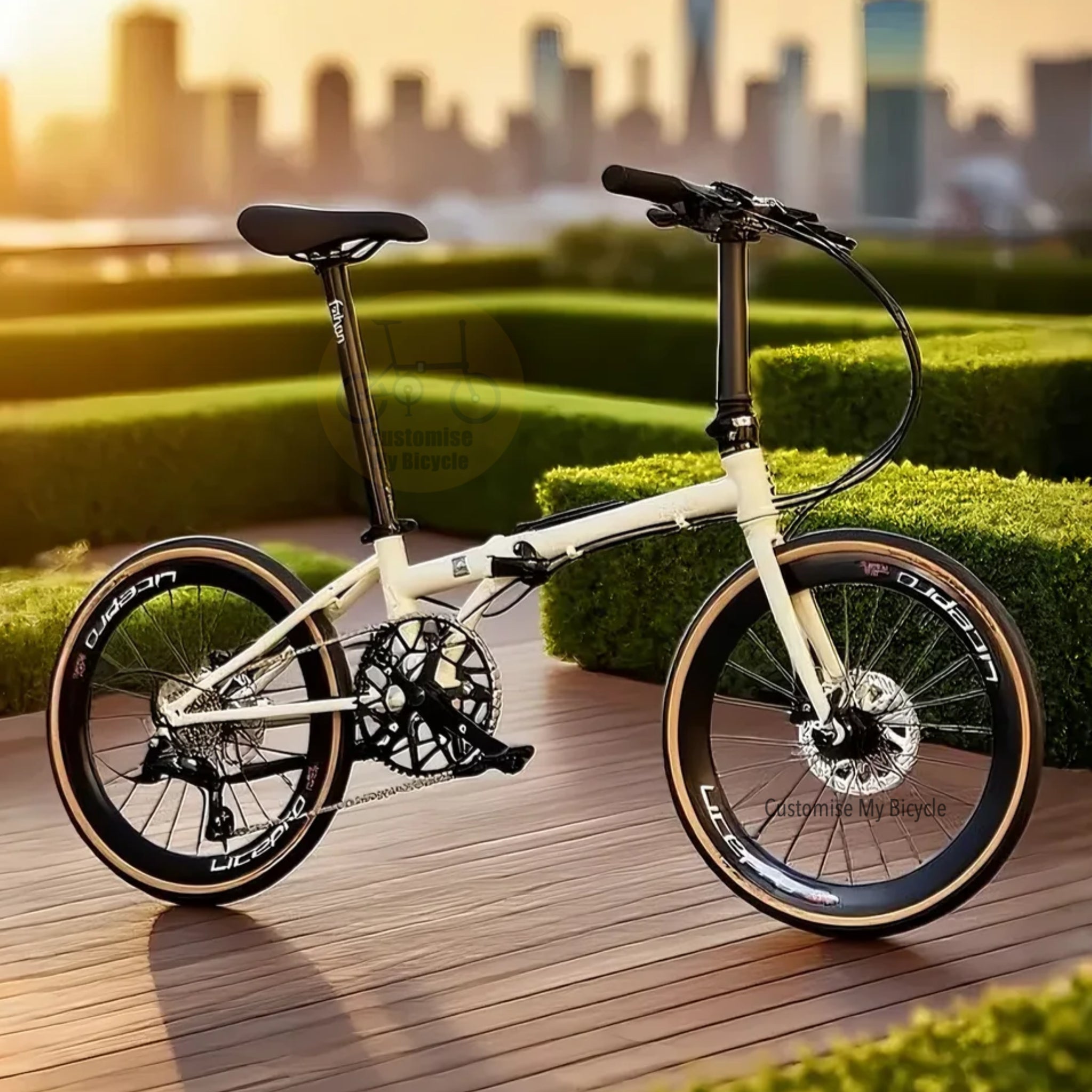 Fnhon Gale 22-inch Shimano 9s Beige Folding Bicycle Lightweight Litepro ...