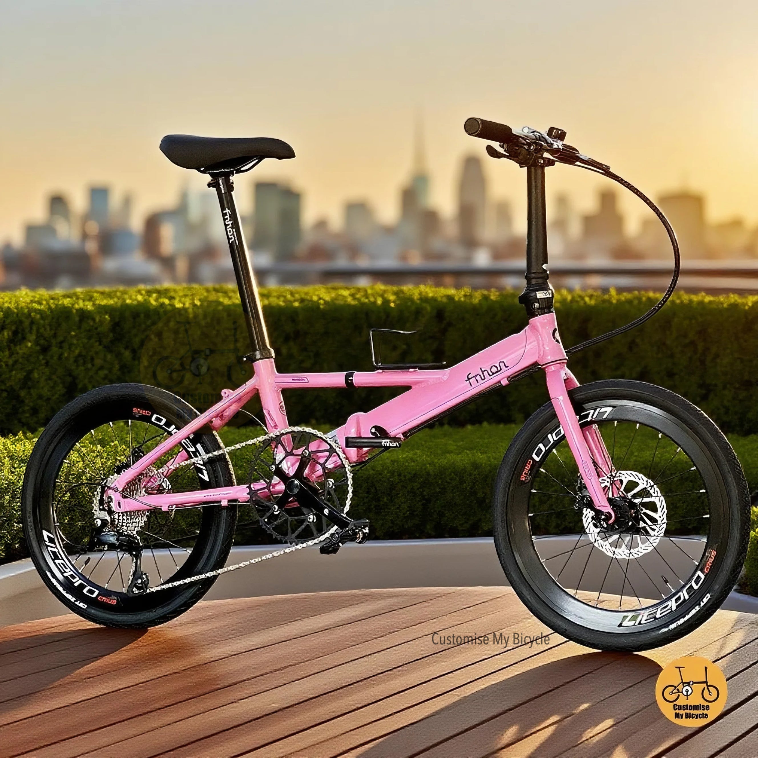 Fnhon Monsoon 20-inch Hot Pink folding bike Shimano 9 gears Litepro ...