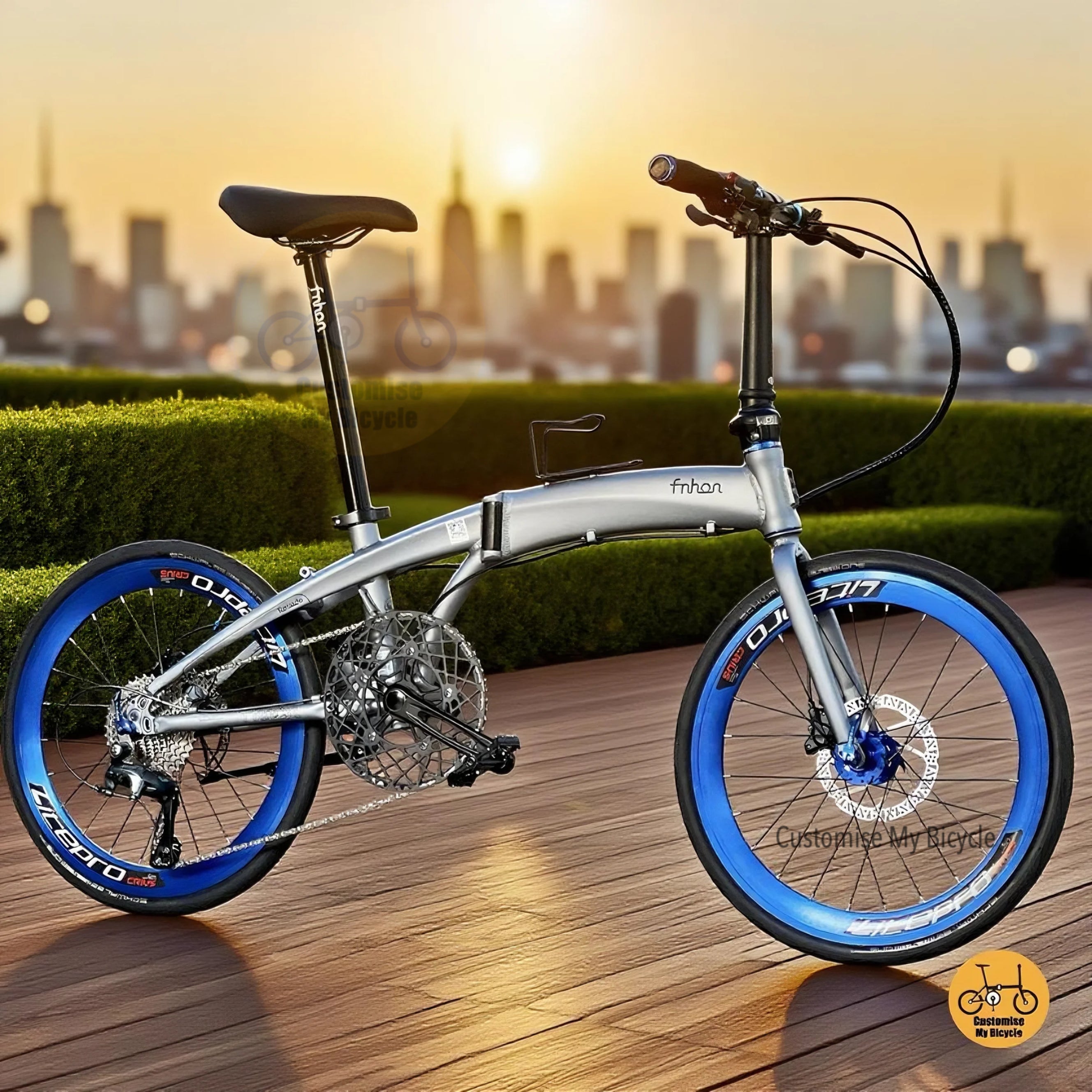 Fnhon Tornado 22 inch Battleship Grey Folding Bike Shimano 10 Speed ...