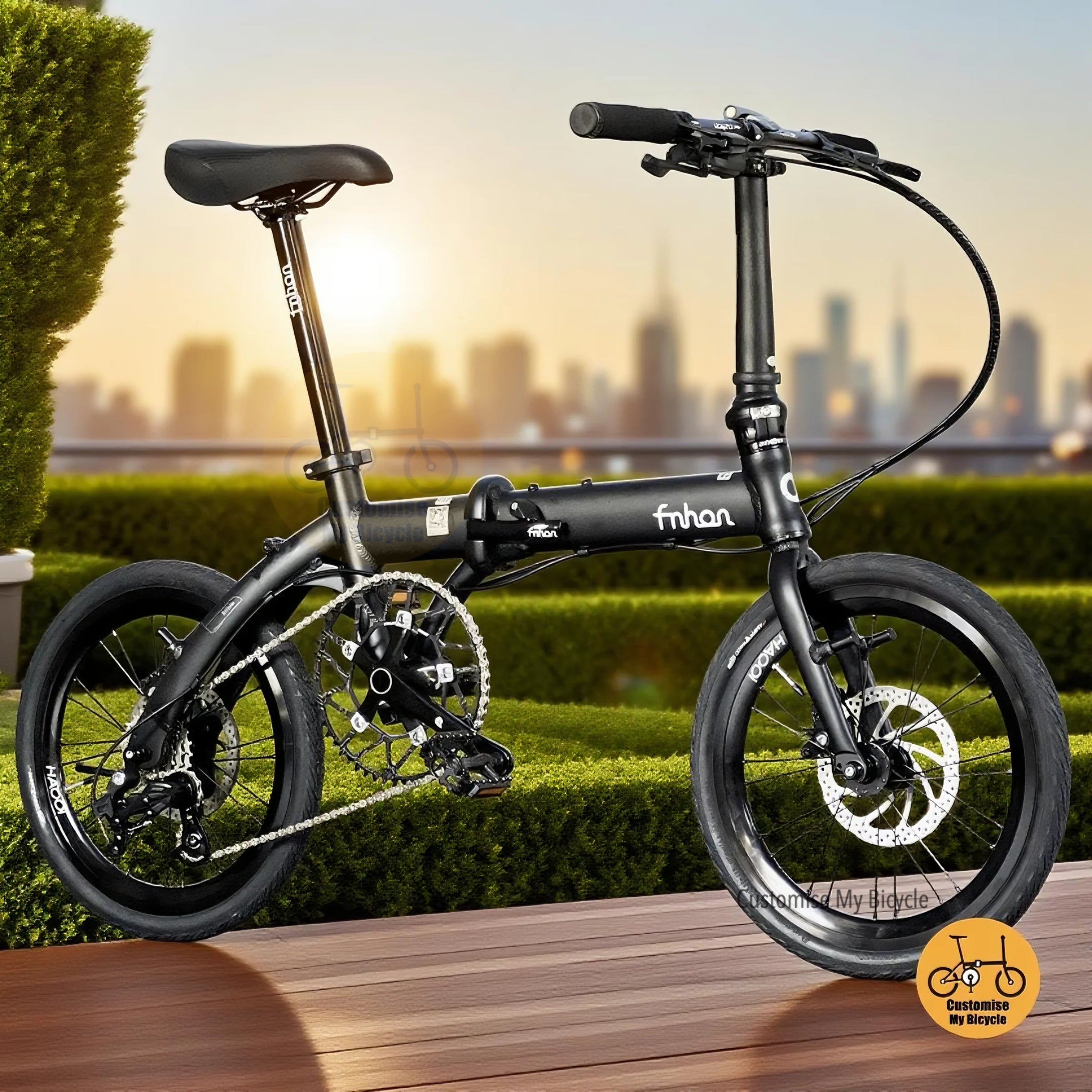 Fnhon Breeze 18-inch folding bike in matte black with Sensah 5-speed ...
