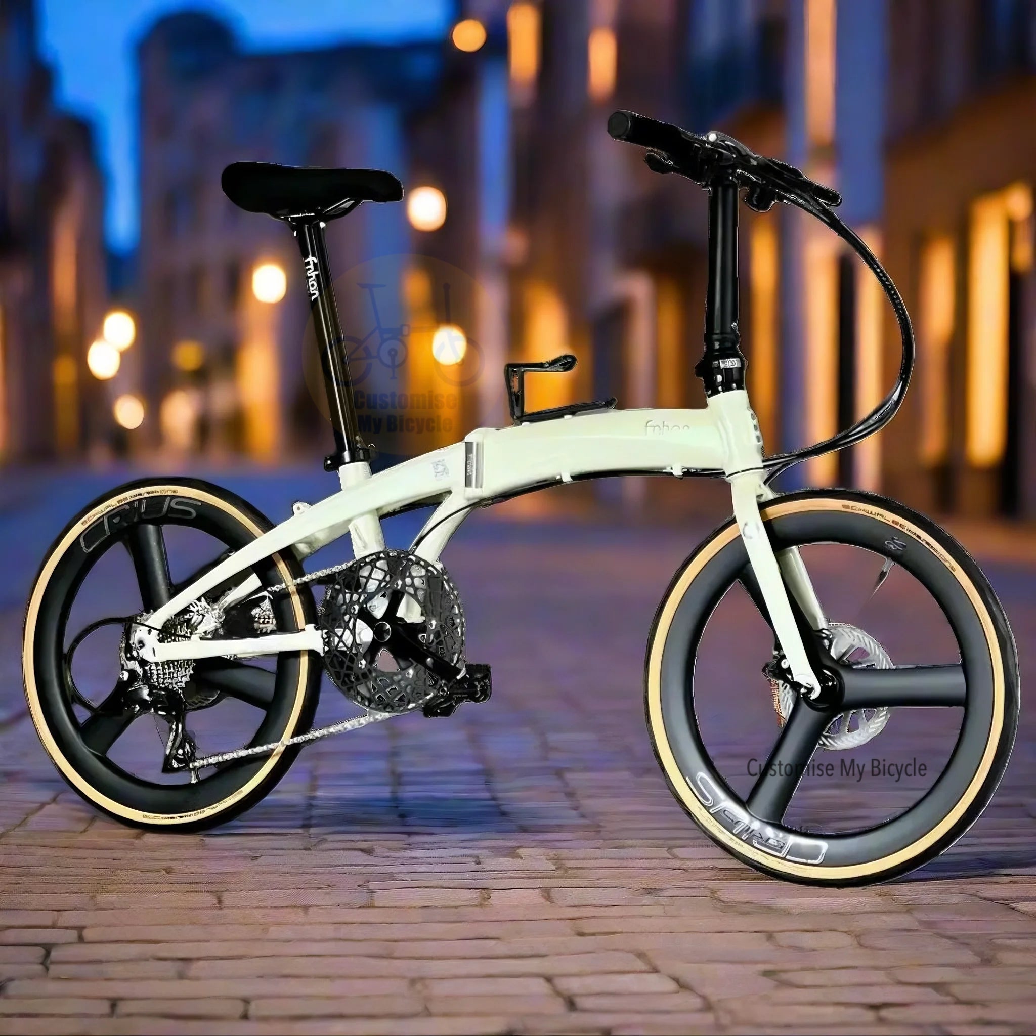 Fnhon Tornado 22 inch Beige folding bike with Shimano 9s and Crius ...
